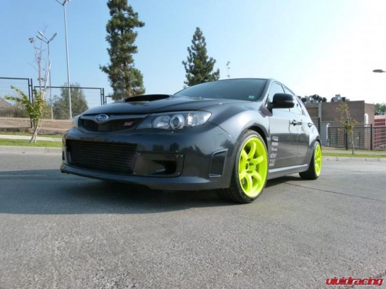 Subaru STI with Yellow Gram Lights Wheels – Vivid Racing News