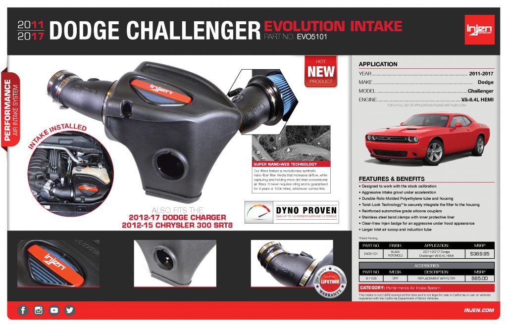 Hot New Product: Injen Evolution Intake for Challenger/Charger – Vivid ...