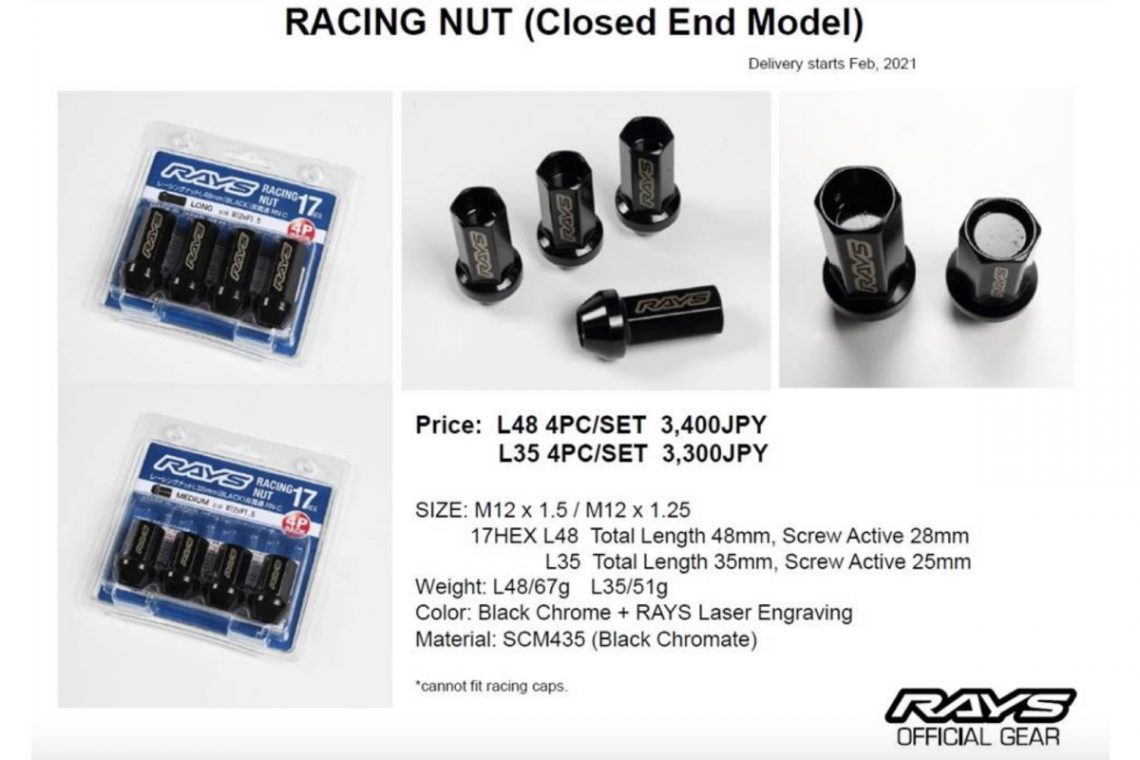 New 2021 Rays Release: 17HEX Closed End Racing Nuts & Formula Nut Set ...