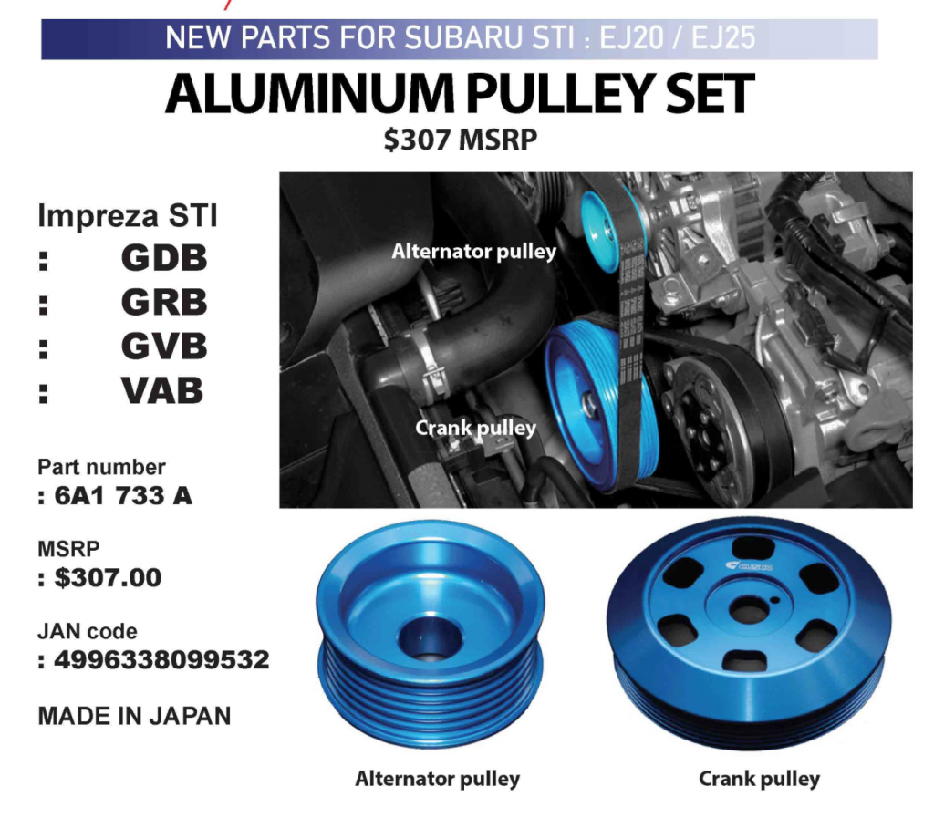 Cusco Lightweight Aluminum Pulley Set for Subaru STI w/ EJ20 & EJ25 ...