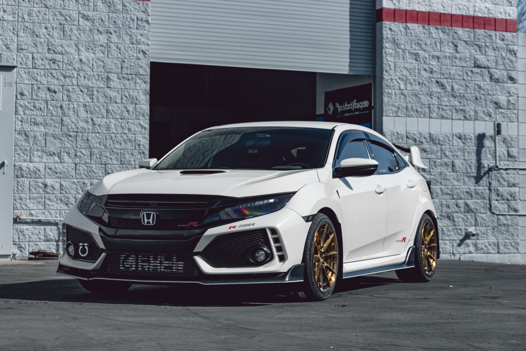 Championship White Civic Type-R with VR Forged D03-R Brushed Gold ...