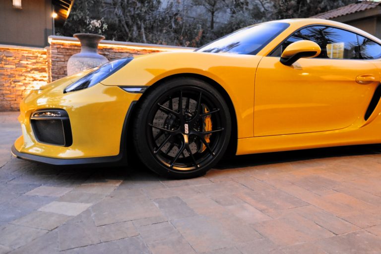 Stunning Yellow Porsche Cayman GT4 on Satin Black BBS FI-R Wheels ...