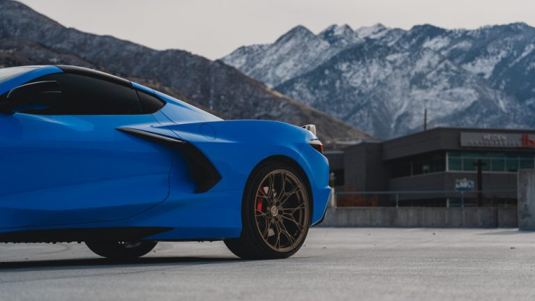 Corvette C8 Rapid Blue with Satin Bronze VR Forged Wheels - Photoshoot ...