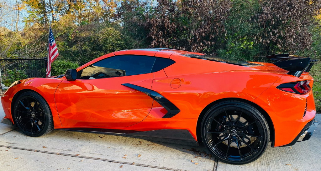 New Amplify Orange C8 Corvette Is Best With Black D03 Wheels? - Vivid ...