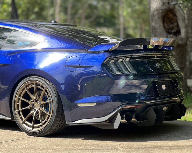 Satin Bronze VR Forged D03-R Wheels on Blue Ford Mustang GT - Vivid ...