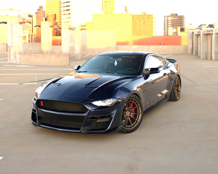 Satin Bronze VR Forged D03-R Wheels on Blue Ford Mustang GT - Vivid ...