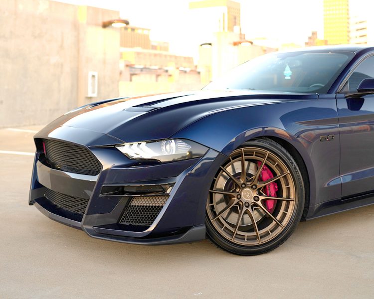 Satin Bronze VR Forged D03-R Wheels on Blue Ford Mustang GT - Vivid ...