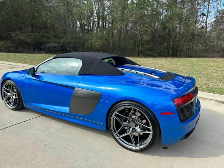 Blue Audi R8 Convertible with VR Forged D04 Hyper Black Wheels - Vivid ...